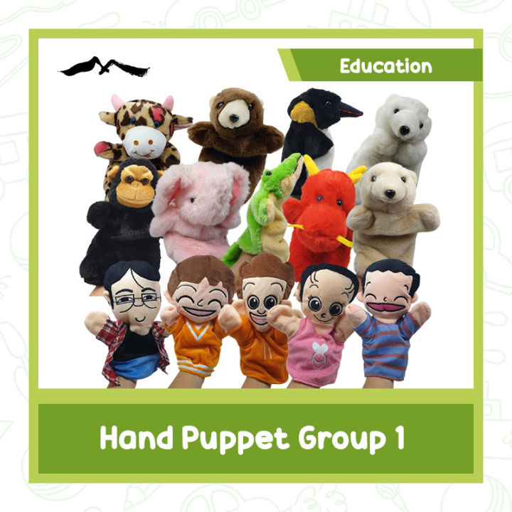 Hand Puppet Plush- Boy, Girl, Family, Papa, Gorilla, Cow, Penguin, Bear ...