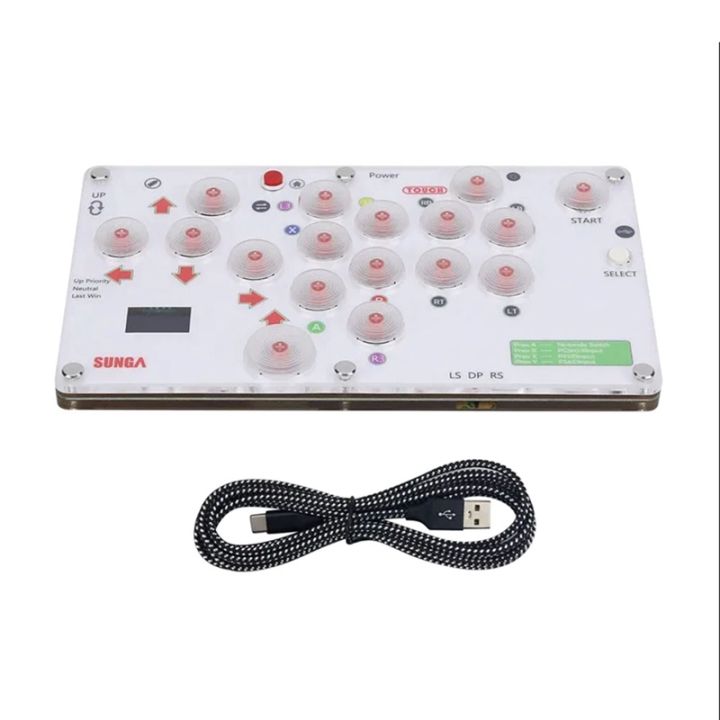 17-Button Mini Arcade Controller Fight Stick Gaming Controller with ...