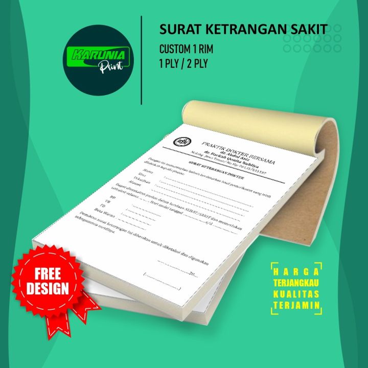 Custom Cetak Nota Buku Surat Ketrerangan Sakit Dokter Surat Keterangan ...