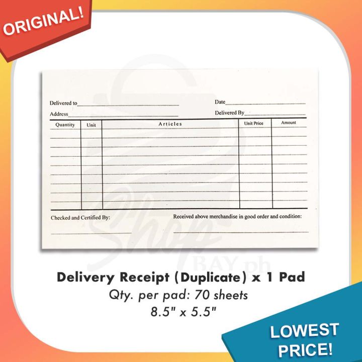 Delivery Receipt Duplicate/Triplicate (1 Pad) | Lazada PH
