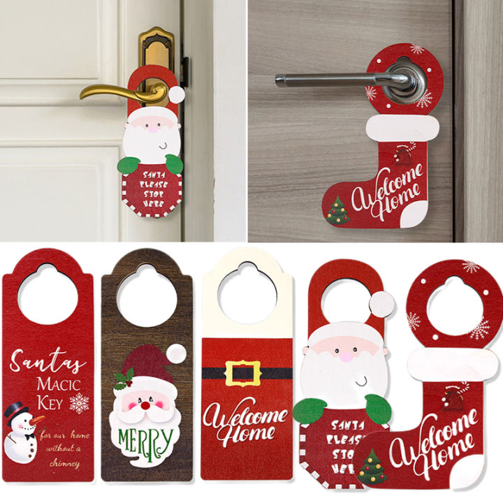 Cartoon Christmas Wooden Pendant Christmas Decorations For Home Xmas ...