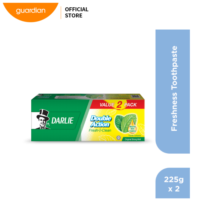 Darlie Double Action Fresh + Clean Toothpaste Original Strong Mint 225g ...