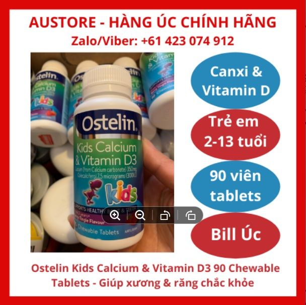 [Bill Úc, Date mới] Ostelin Kids Calcium & Vitamin D3 90 Chewable ...
