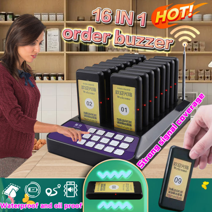 *Free design stickers*beeper pager 16in1 500m transmission order buzzer ...