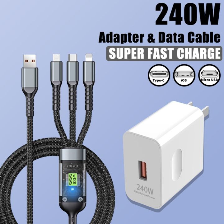 3in1 Super Fast Charger for Android Type C Micro USB iOS with Adaptor ...
