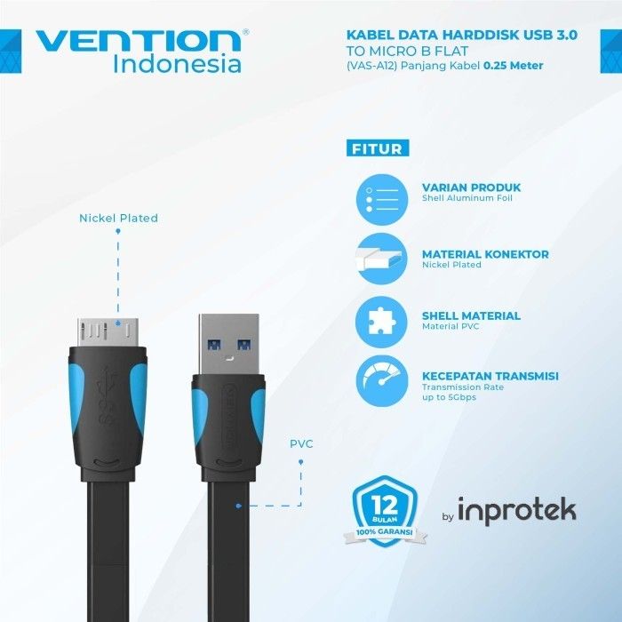 Vention Kabel Data Harddsik HDD Eksternal USB 3.0 | Lazada Indonesia