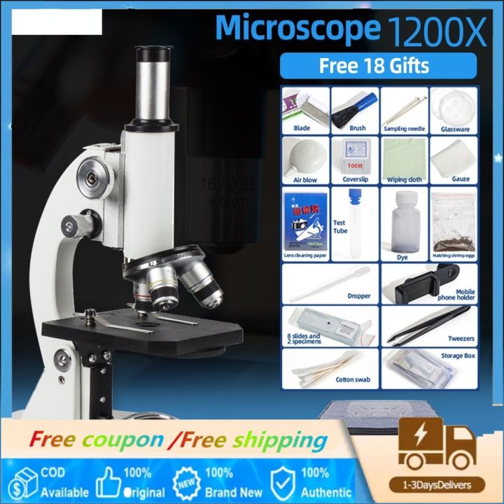 【🇵🇭LOCAL SHIP】Biological Microscope LED Light 1200 2400X Microscope For Laboratory | Lazada PH