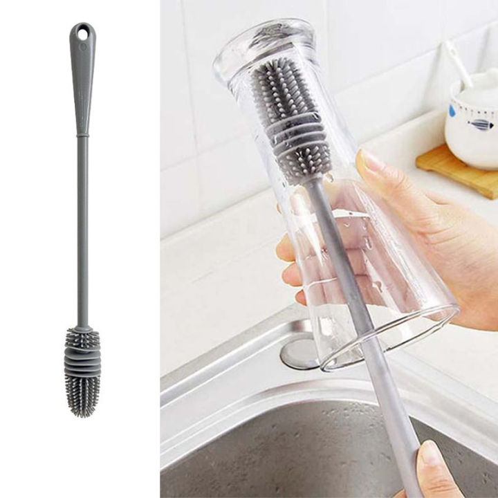 Multipurpose Long Handle Silicone Cup Brush 360 Degrees Soft Bottle ...