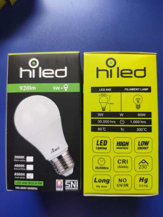 Lampu Bohlam LED Hiled Bulb 9W 9 Watt Natural White 4000K E27 920lm ...