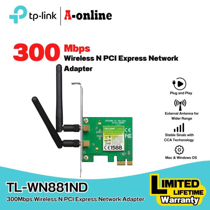 TP Link TL-WN881ND 300Mbps Wireless N PCI Express Adapter | Lazada.co.th