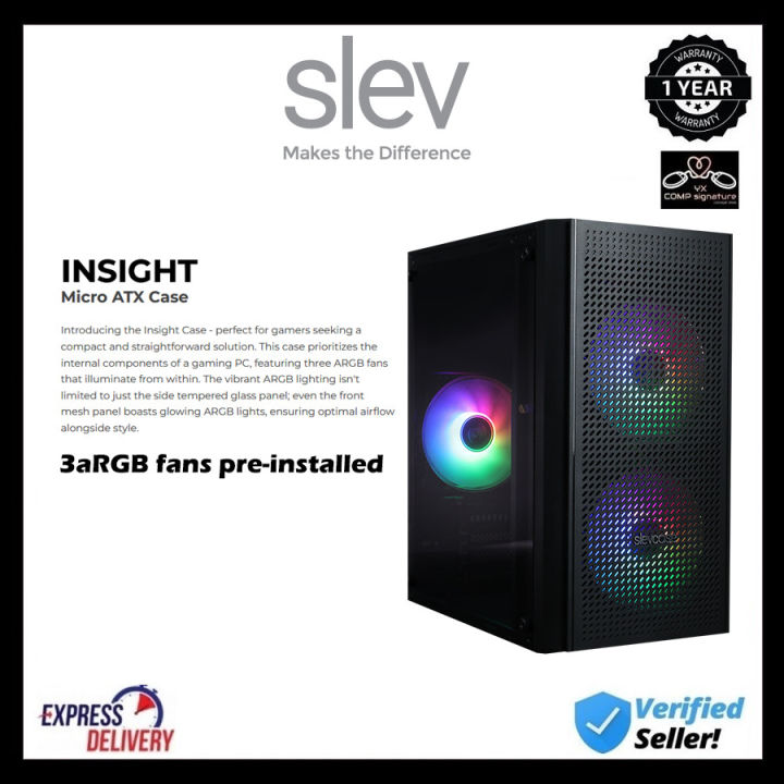 Slevcase Insight Micro ATX Casing with 3pcs SF120 aRGB Fans ...