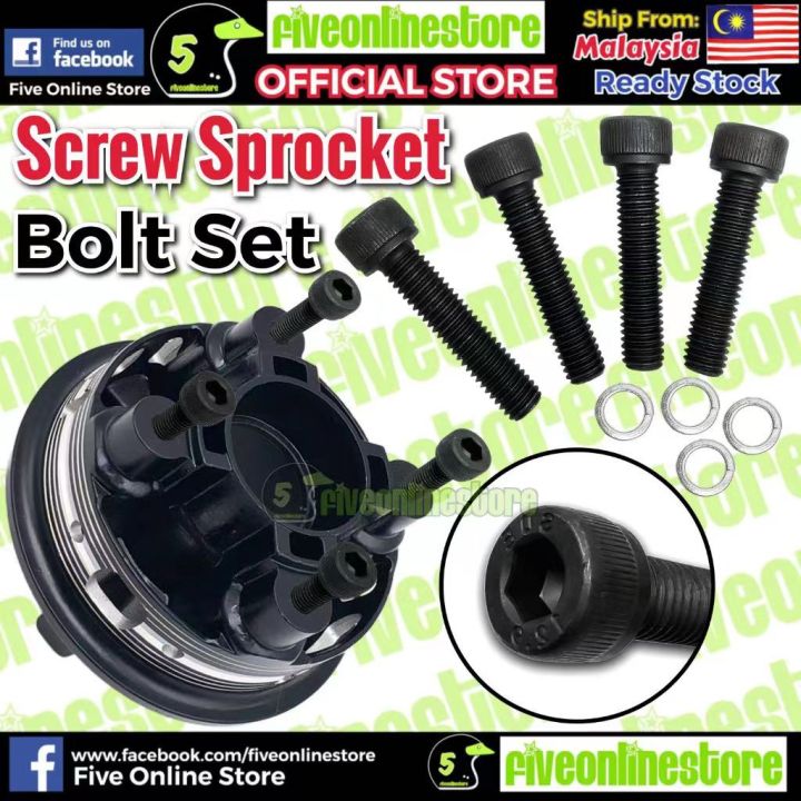 4 Pcs Screw Sprocket Bolt Set Screw Allen Key M8 Skru Spoket L Lengki ...