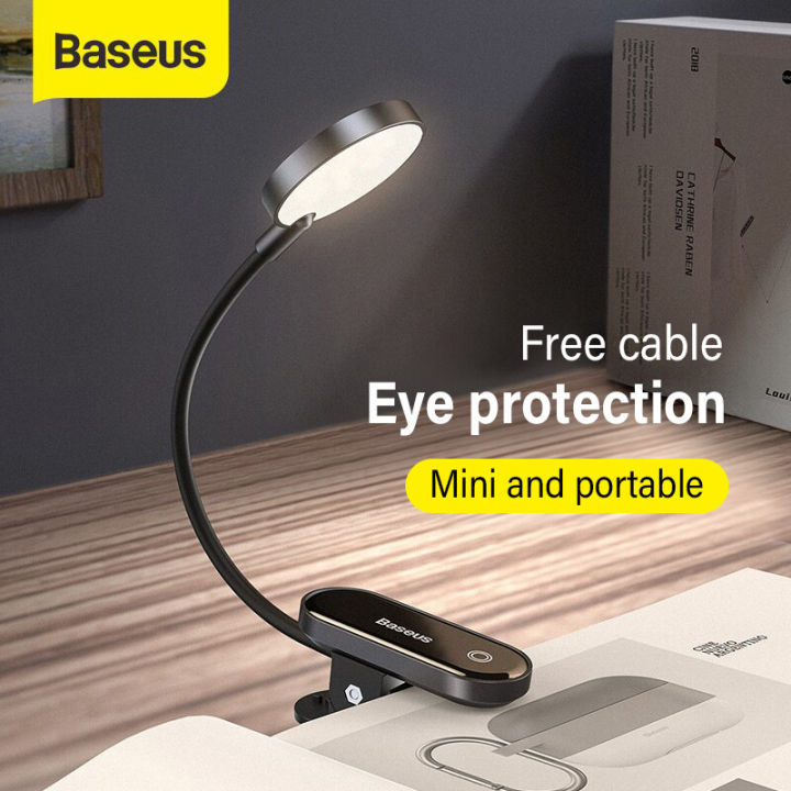 Baseus LED Clip Table Lamp Stepless Dimmable Wireless Desk Lamp Touch ...