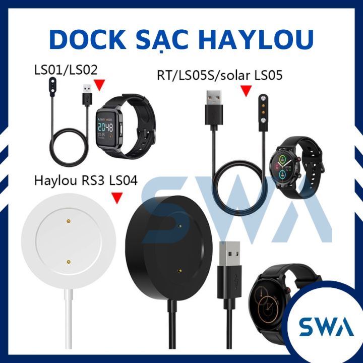Đế sạc đồng hồ Haylou, Dock sạc Haylou LS01 LS02 LS05 (Solar) RT LS05S GST LS09B LS10 RT2 RS3 ...