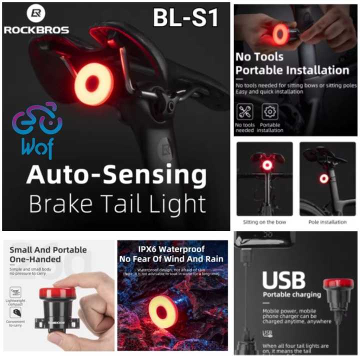 ROCKBROS BL-S1 Smart Brake Bicycle Lamp Rear Light Seatpost Saddle ...