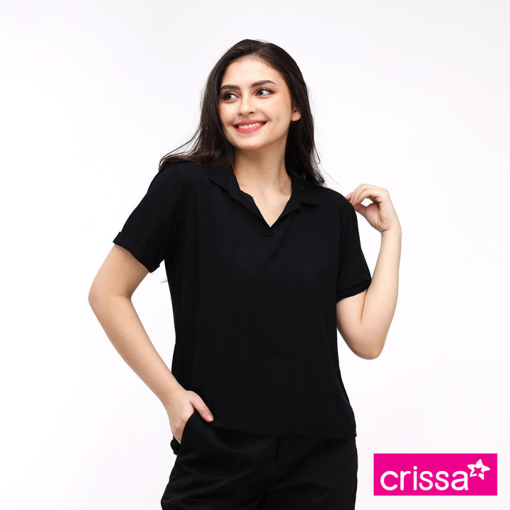 Crissa Soft Linen Woven Short Sleeves Blouse CSFT29-0002 | Lazada PH