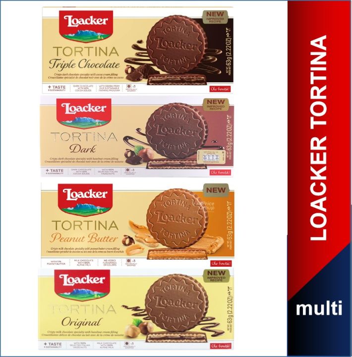 Loacker Tortina Peanut Butter/ Dark/ Original/ Triple Chocolate 63g ...