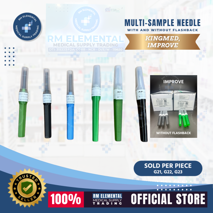 Multi-Sample Needle 21Gx1 1/2 with and without flashback G21, G22, G23 ...