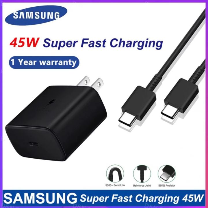 Samsung Charger 45W USB Type C to Type C Cable Super Fast Charging Wall Chargers | Lazada PH