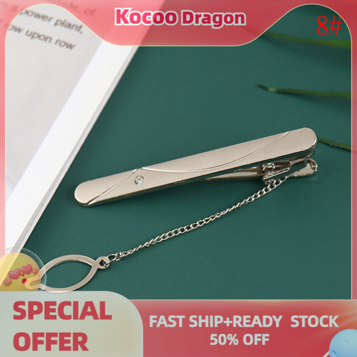Kocoo เนคไทสีเงินสำหรับผู้ชายใหม่1ชิ้นคลิปเหล็กสแตนเลสแบบกลัดบาร์คลิป ...