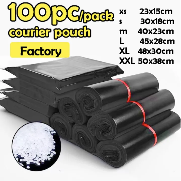 100pc Gray Black Courier Shipping Pouch Polymailer Pouch Self Adhesive ...