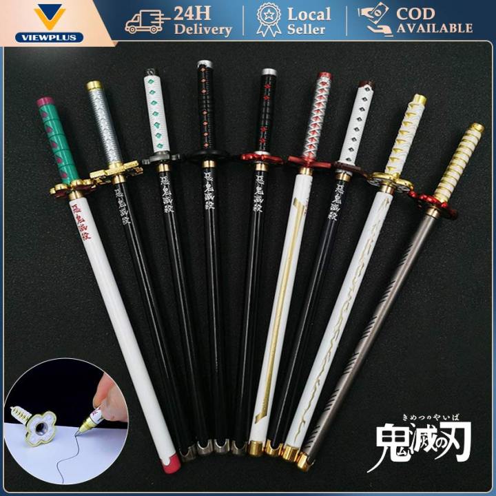 Anime Demon Slayer Sword Model Gel Pen 0.5mm Black Refill Cosplay Prop ...