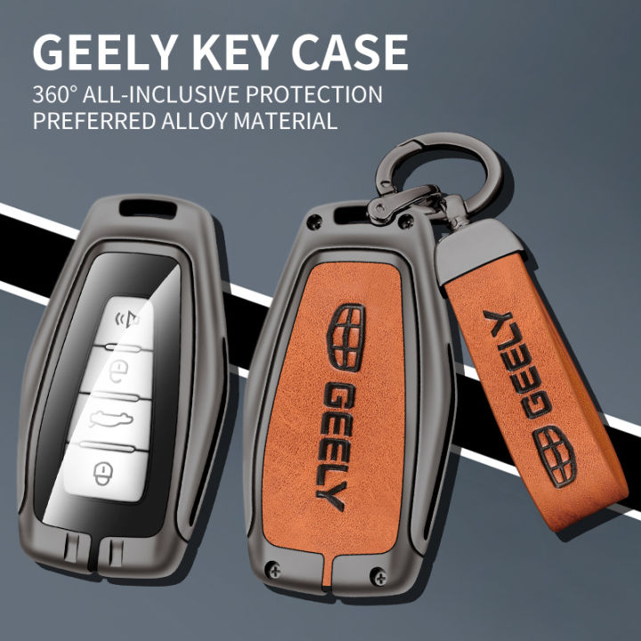 Zinc Alloy Leather Car Key Case Cover Fob Shell for Geely Coolray X6 ...