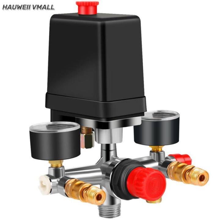 90-120psi Air Compressor Pressure Switch Manifold Regulator Gauges 220 ...