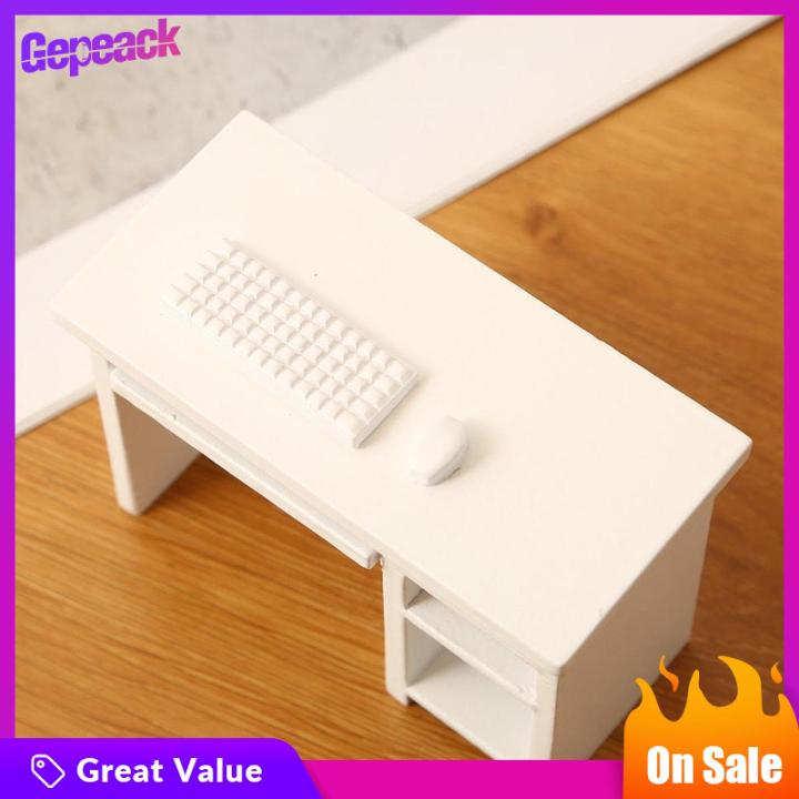 Gepeack 1:12 Miniature Desk Study Desk Tiny Furniture for Dollhouses ...