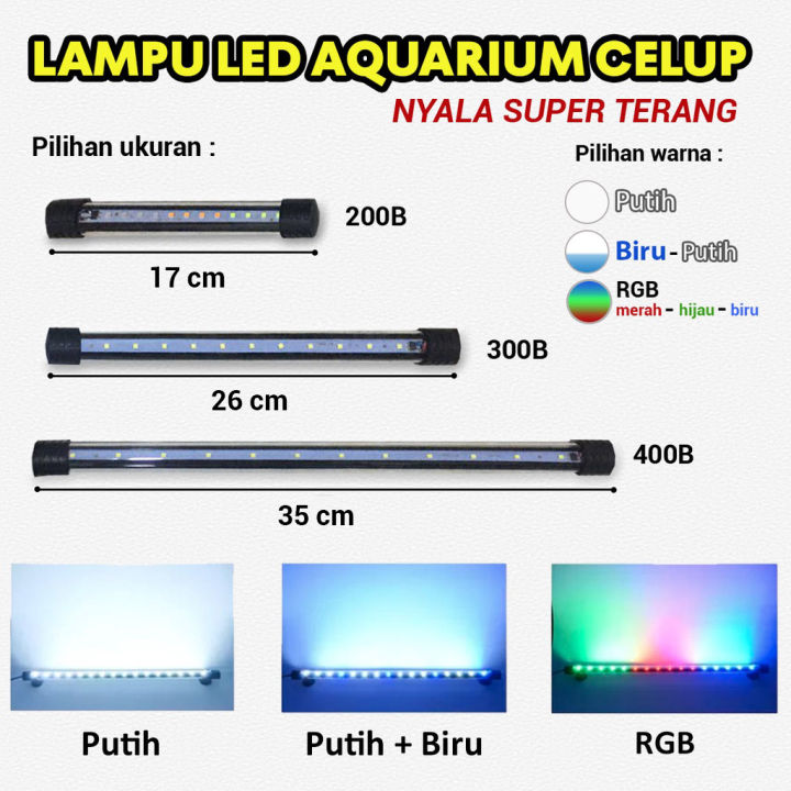 Lampu Aquarium Aguarium Akuarium Aquascape LED Celup 20cm 30cm Putih ...