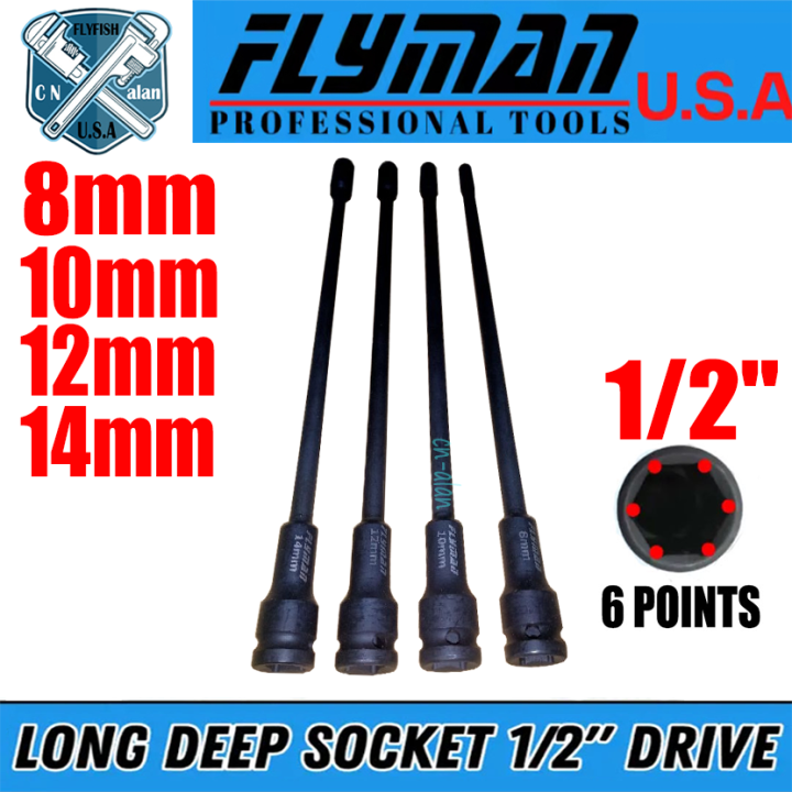 Flyman 1/2“ Drive Long Deep Socket 17"（8-14mm) | Lazada PH