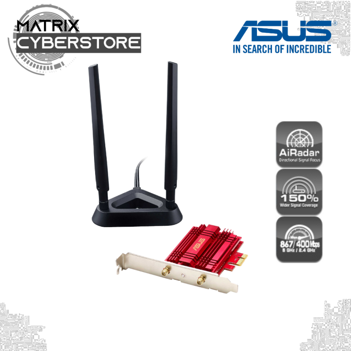 ASUS PCE-AC56 802.11ac Dual-band Wireless-AC1300 PCI-E Adapter with ...