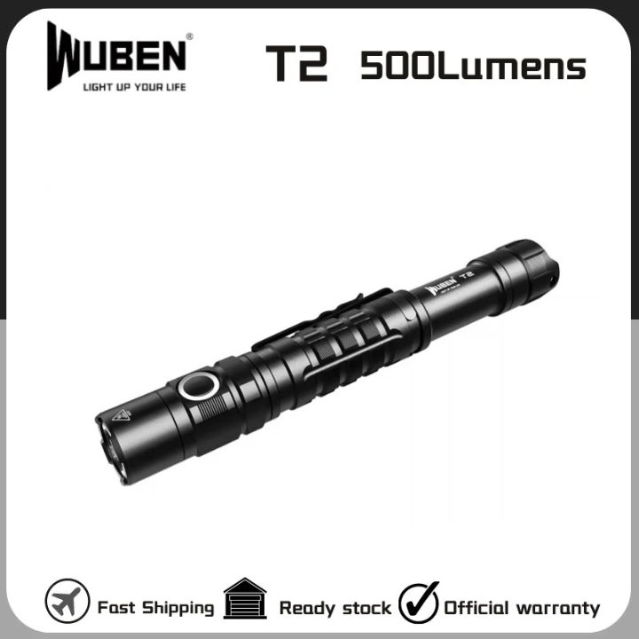 WUBEN T2 LED Tactical Flashlight 550 Lumens AA Battery IP68 Tactical ...
