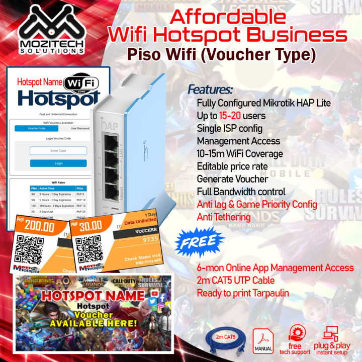 Mikrotik Piso WiFi (Voucher Code) with Anti Lag QOS for Gaming - Plug ...