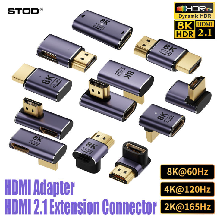 STOD HDMI Connector Extender HDMI Cable Splitter Adapter Extension Elbow Converter 90 270 Degree ...