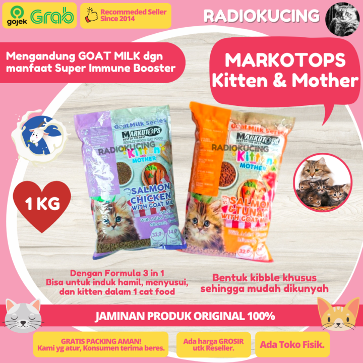 Markotops Kitten & Mother With Goat Milk 1 kg Makanan Anak Kucing Induk ...