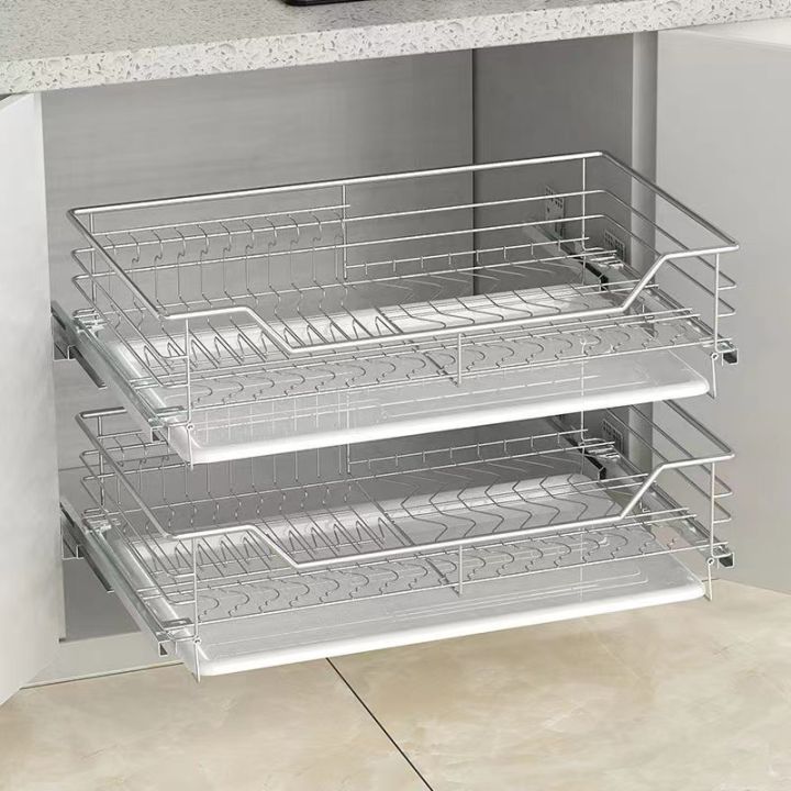 2pcs 2 in 1 Pull Out Basket for Kitchen Cabinet Stainless Kitchen ...