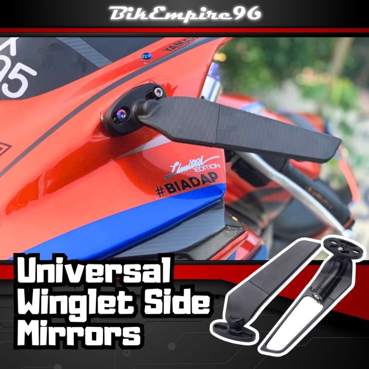 Universal Side Mirror Winglet Adjustable 360 Rotate For Yamaha / Honda ...
