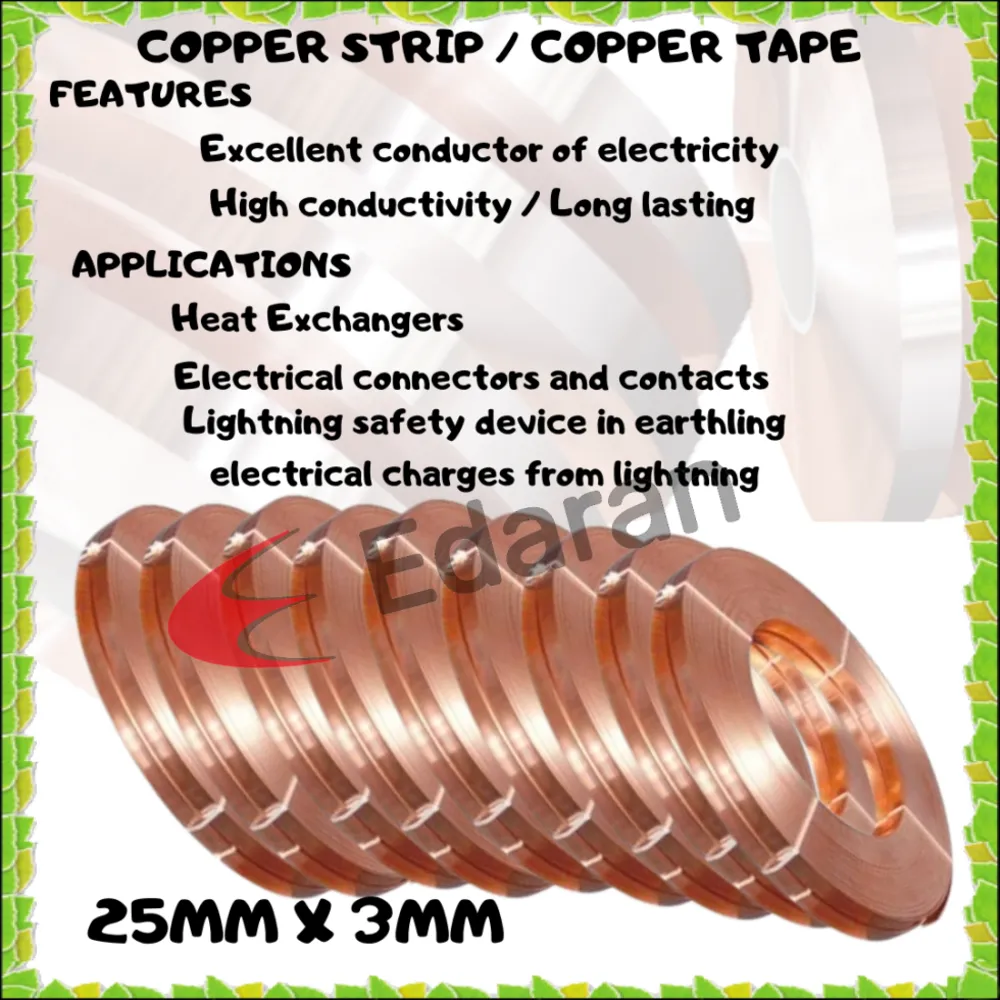 METROD / LUVATA 25MM X 3MM COPPER TAPE / COPPER STRIP ELECTRICAL ...