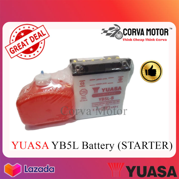 Corva Motor Bateri Motosikal Yuasa Yb5L-B Starter 100% Original Battery ...