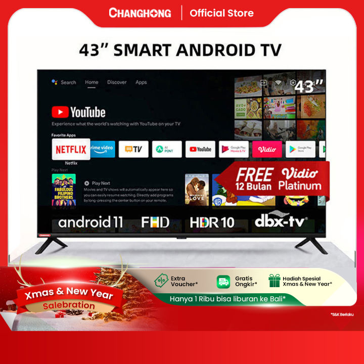 Changhong 43 Inch Newest Android 11 Frameless Smart TV Digital LED TV ...