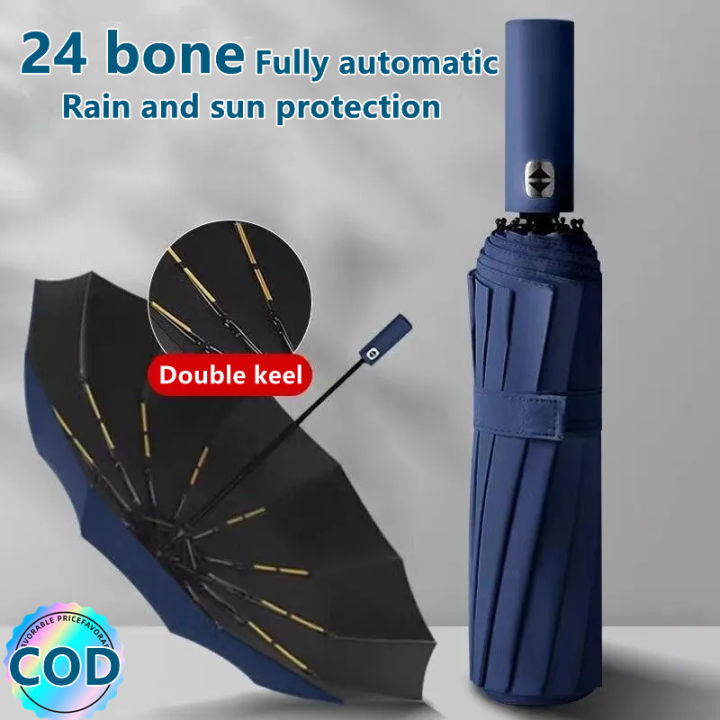 Fully automatic folding 24 Ribs Anti UV Sun Automatic Umbrella Storm ...