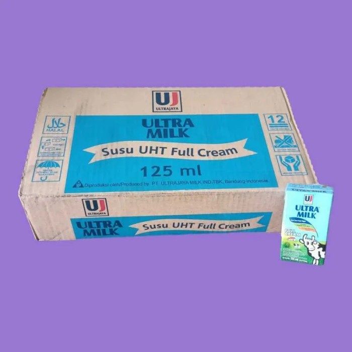 Susu UHT Ultra Milk FULL CREAM BIASA 125ml 1 KARTON - 40 pcs x 125 ml ...