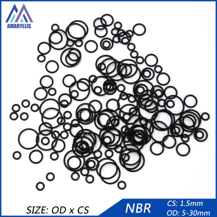 100pcs O rings Seal Diameter 5-30mm Thickness 1.5mm Black NBR Nitrile ...