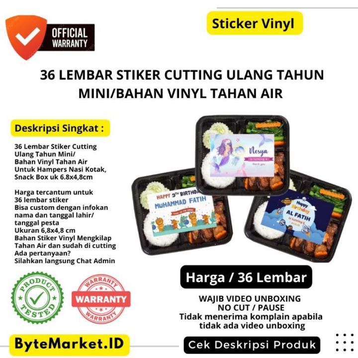 36 Lembar Stiker Ulang Tahun Anak Cutting Custom /Tasyakuran Untuk ...