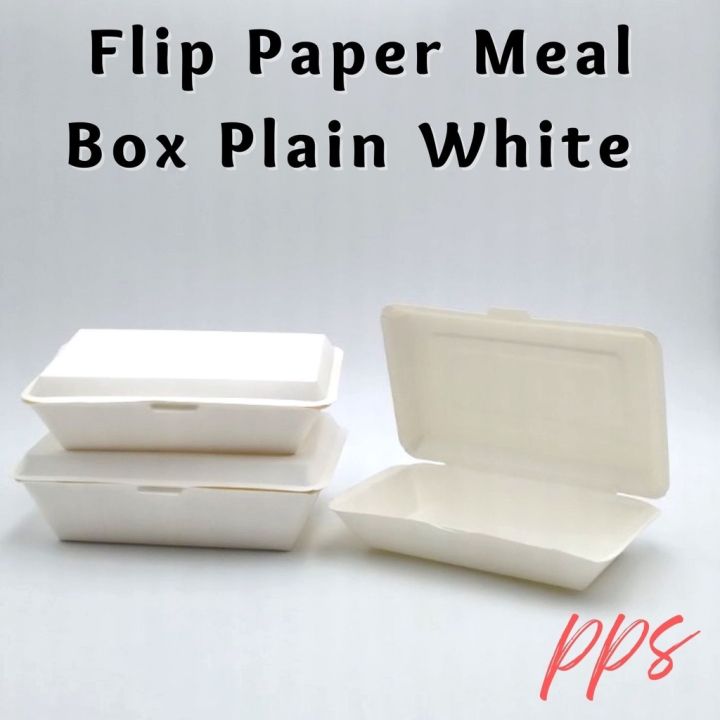 Happy kitchen Flip Paper Meal Box Plain White - 50pcs (280ml/400ml/550ml) | Lazada PH