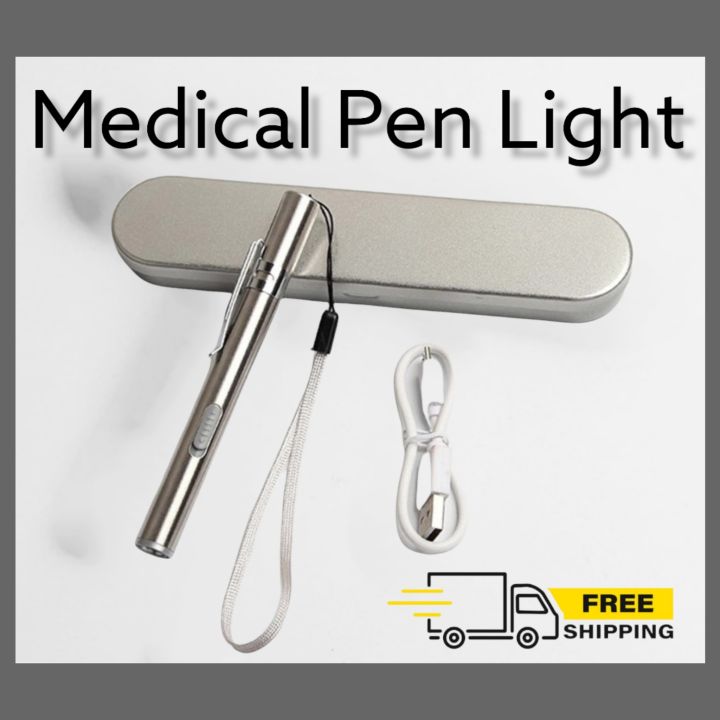 Stainless Steel Medical Pen Light WITH FREE STAINLESS Safety CASE WHITE ...