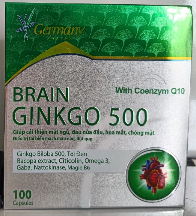 Viên uống bổ não BRAIN GINKGO 500 Tăng tuần hoàn máu não giảm các di ...