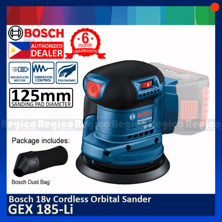 Bosch GEX 185-Li Cordless 18v 5 inch Orbital Random Sander Bosch Cordless Tools Regico Hardware ...