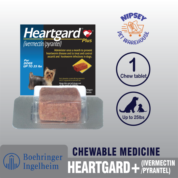 Heartgard Plus (Blue) for Dogs up to 25lbs (1 chewable tablet only ...